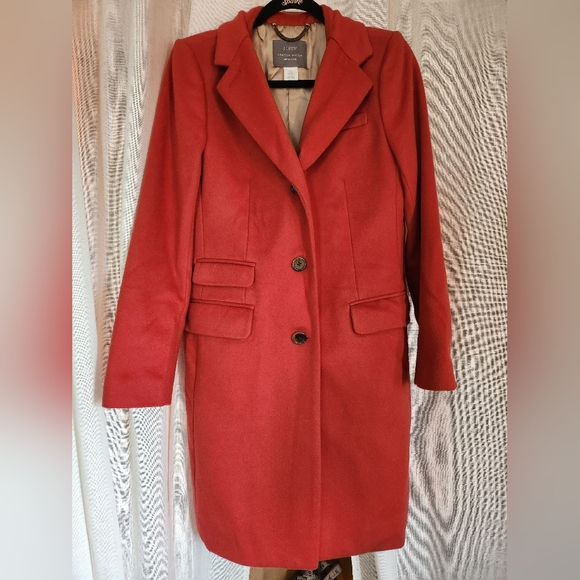 J. Crew | Jackets & Coats | J Crew Red Pea Coat | Poshmark